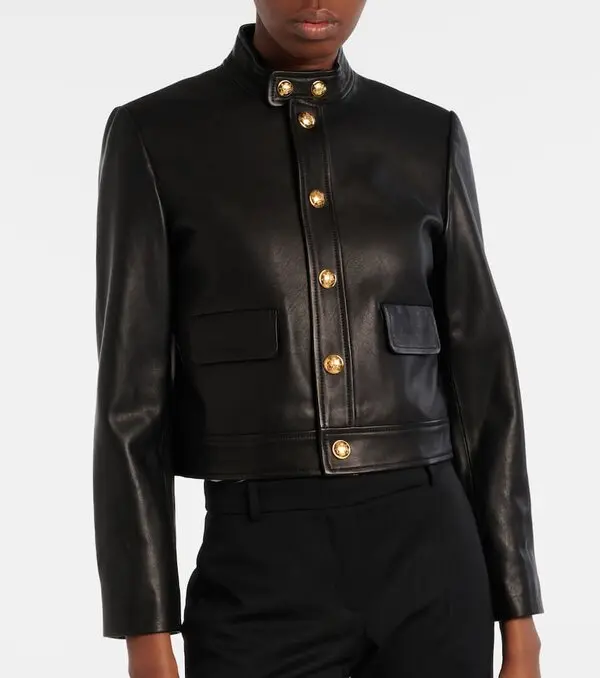 NILI LOTAN Hadley Cropped Leather Jacket