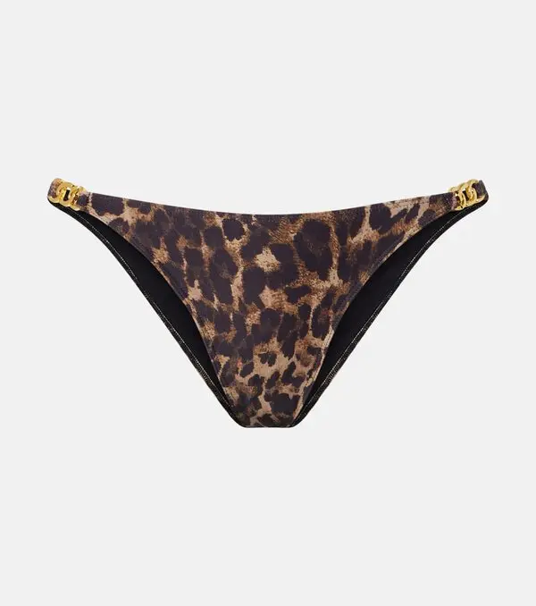 NILI LOTAN Leopard-print Bikini Bottom - Brown