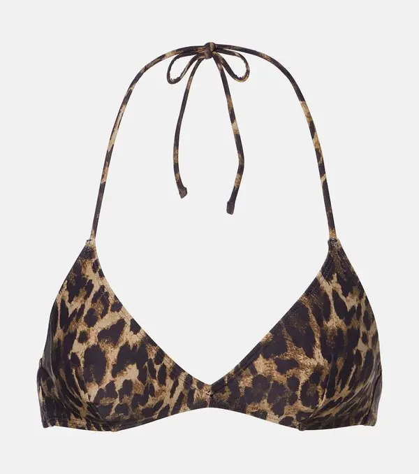 NILI LOTAN Leopard-print Bikini Top - Brown