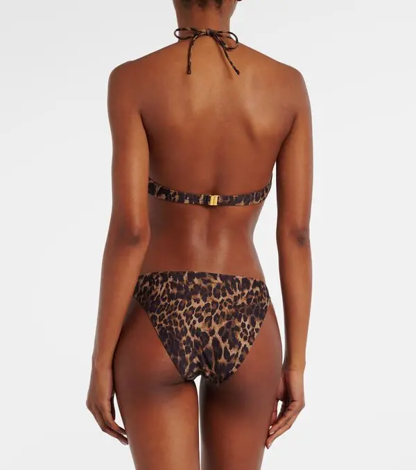 NILI LOTAN Leopard-print Bikini Top