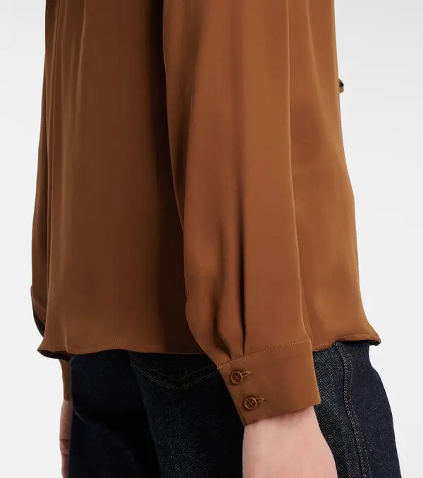 NILI LOTAN Ruffled Silk Blouse - Brown