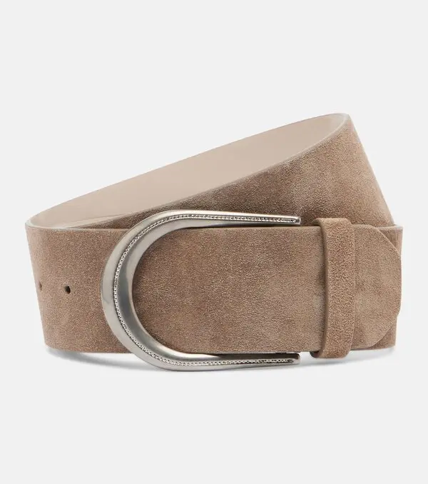 Brunello Cucinelli Monili Suede Belt - Beige