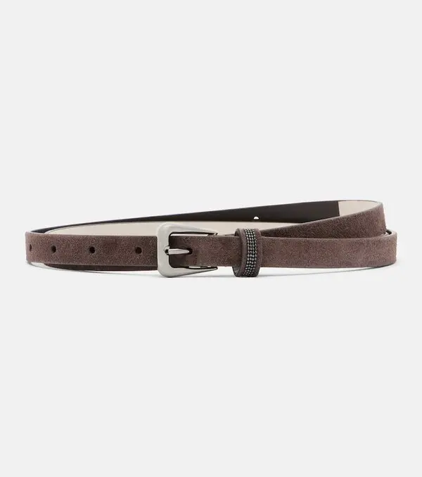Brunello Cucinelli Monili Suede Belt - Brown