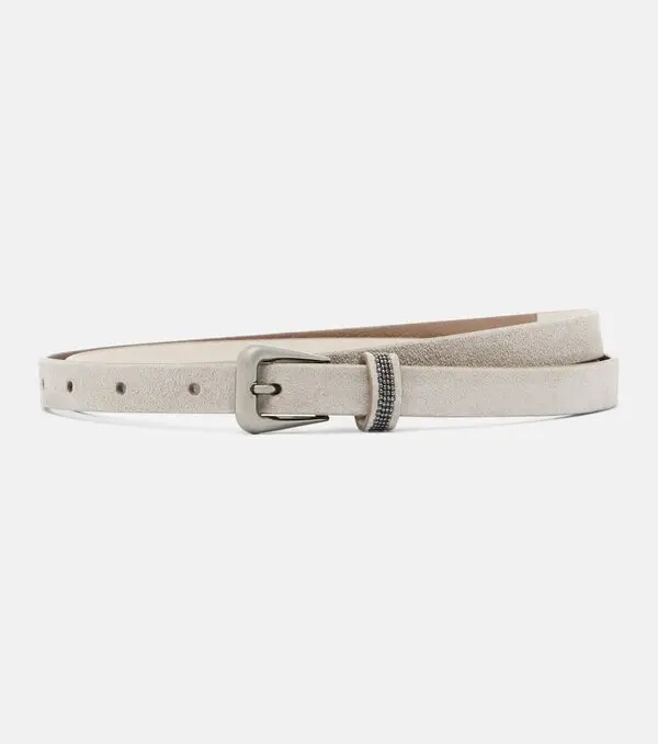 Brunello Cucinelli Monili Suede Belt - Grey