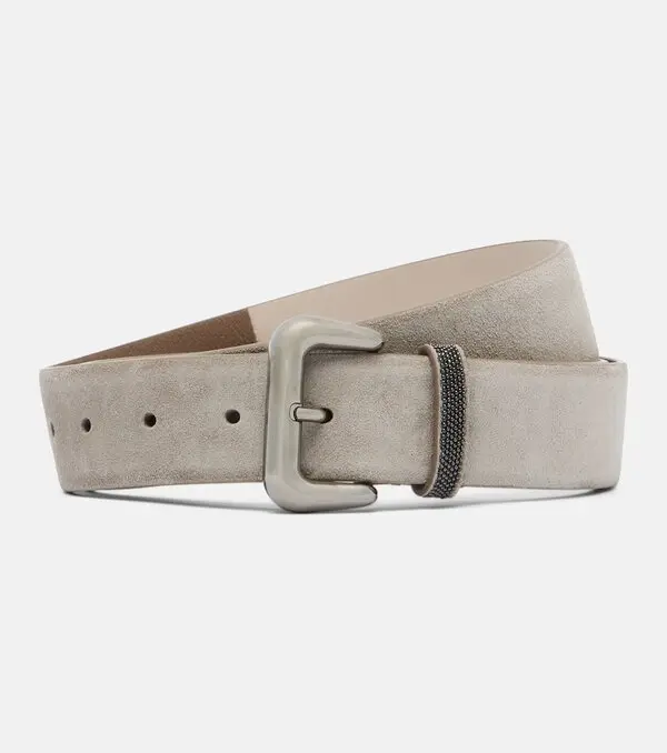Brunello Cucinelli Monili Suede Belt - Grey