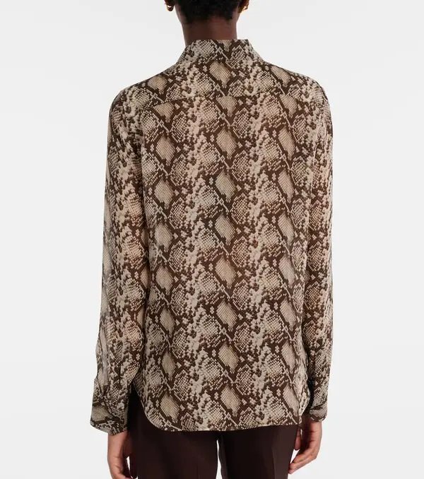 NILI LOTAN Gaia Snake-print Silk Shirt - Brown
