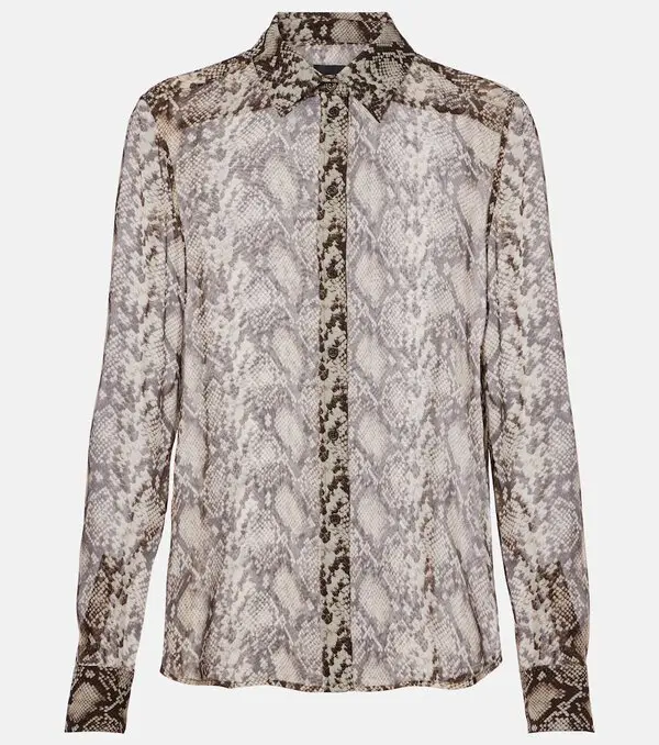 NILI LOTAN Gaia Snake-print Silk Shirt - Brown
