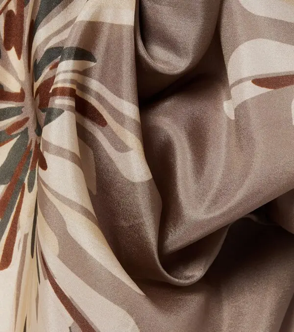 Brunello Cucinelli Floral Silk Twill Scarf - Grey