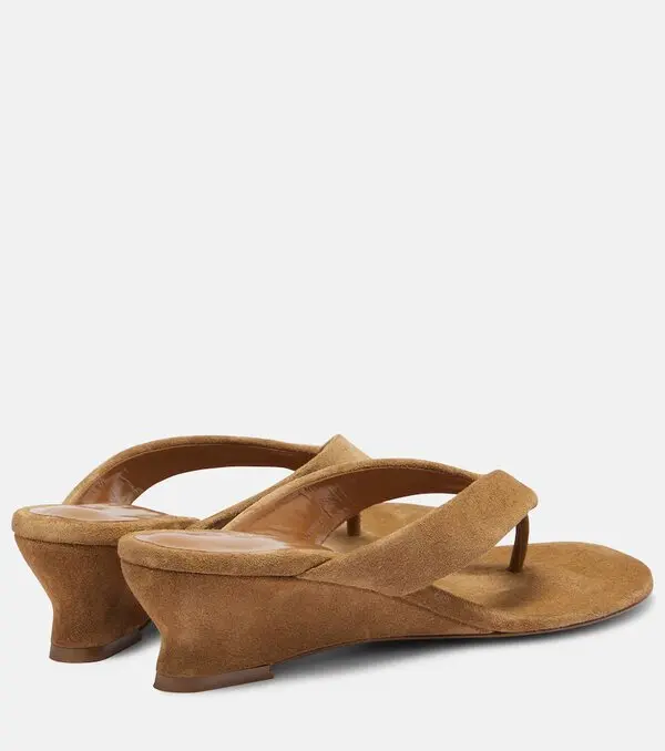 Le Monde Beryl Micro Wedge 40 Suede Thong Sandals - Beige