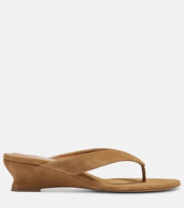 Le Monde Beryl Micro Wedge 40 Suede Thong Sandals - Beige