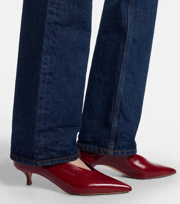 Le Monde Beryl Babouche Leather Pumps - Red