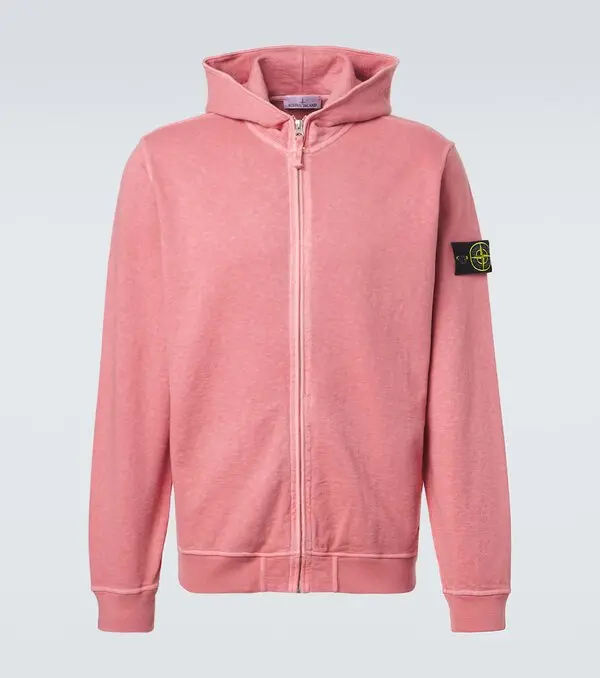 Stone Island Compass Cotton Zip-up Hoodie - Pink