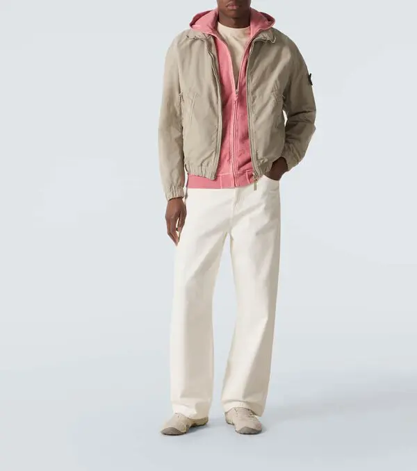 Stone Island Compass Cotton Zip-up Hoodie - Pink