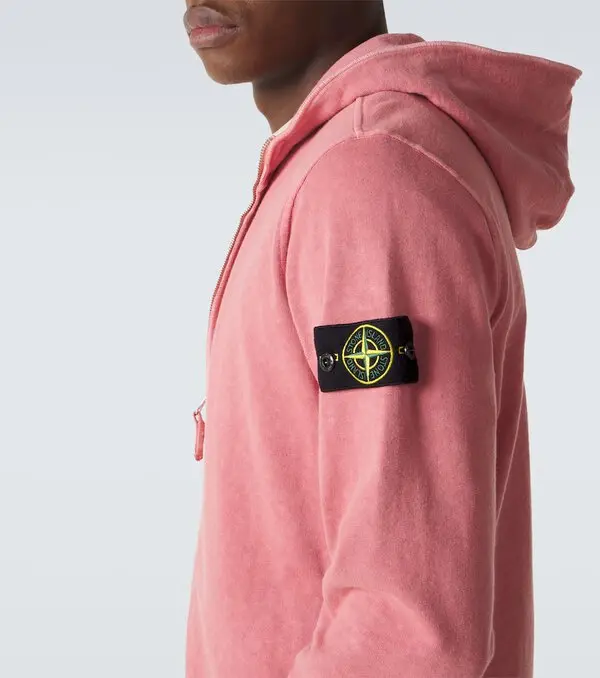 Stone Island Compass Cotton Zip-up Hoodie - Pink