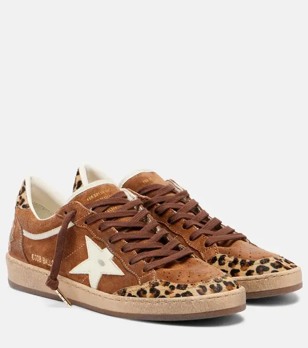 GOLDEN GOOSE Ball Star Calf Hair-trimmed Sneakers - Brown