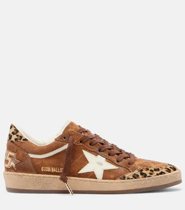 GOLDEN GOOSE Ball Star Calf Hair-trimmed Suede Sneakers