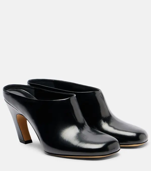 Le Monde Beryl Mica 80 Leather Mules - Black