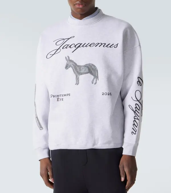 Jacquemus J Embroidered Cotton Fleece Sweatshirt