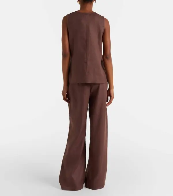 Asceno Austin Wide-leg Linen Pants - Brown