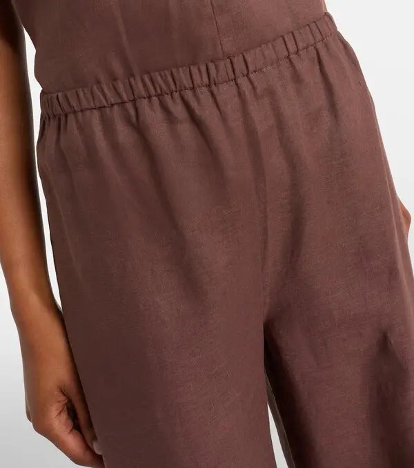 Asceno Austin Wide-leg Linen Pants - Brown