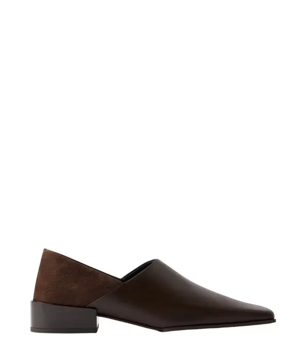 Alaïa Leather And Nubuck Loafers - Brown
