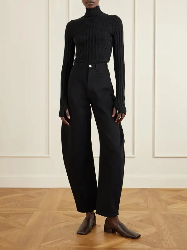 Alaïa Leather And Nubuck Loafers - Brown