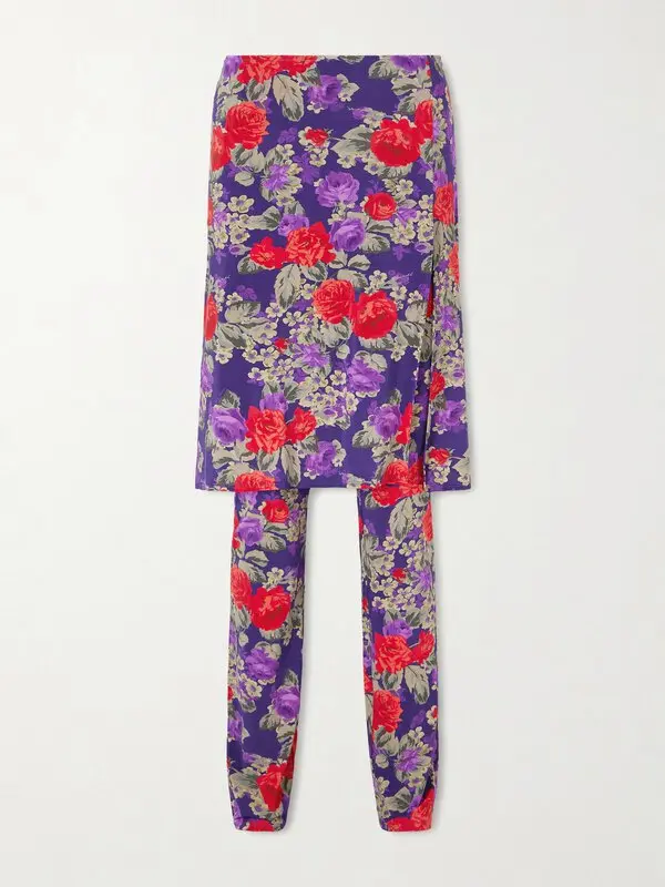 Acne Studios Intessa Floral-print Stretch-jersey Midi Skirt And Pants Set - Multi