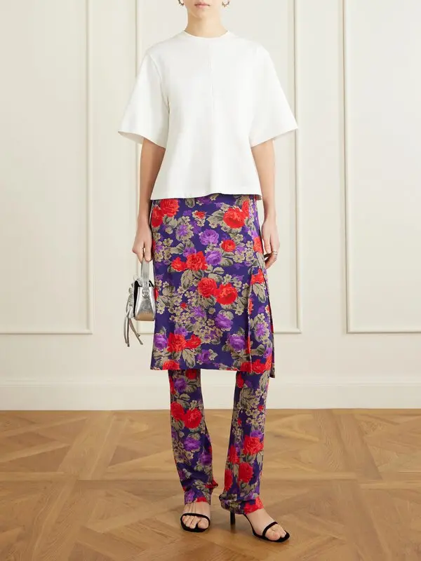 Acne Studios Intessa Floral-print Stretch-jersey Midi Skirt And Pants Set - Multi