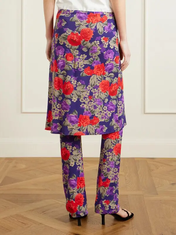 Acne Studios Intessa Floral-print Stretch-jersey Midi Skirt And Pants Set - Multi