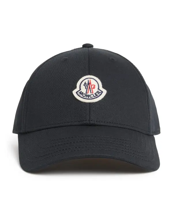 Moncler Cotton Baseball Cap With Logo - Black