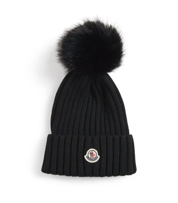 Moncler Virgin Wool Pom-pom Beanie - Black