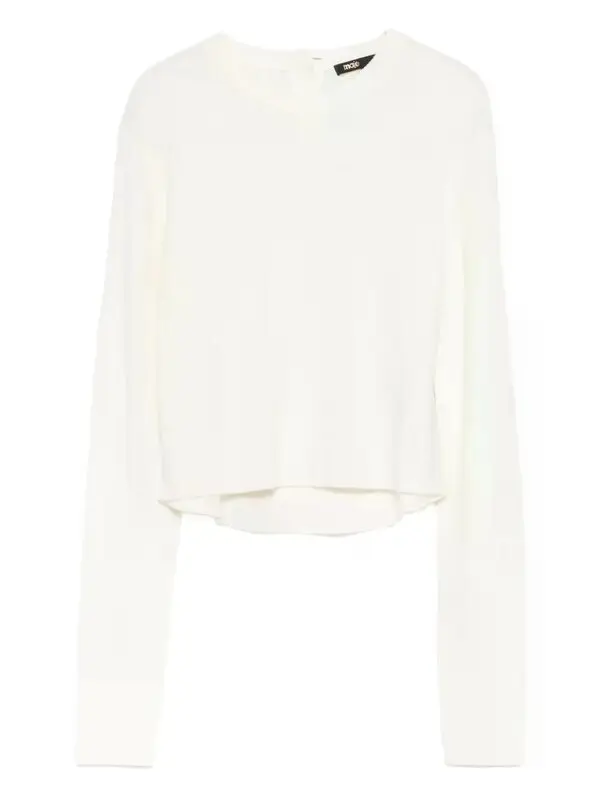 Maje Ribbed Sweater With Bow Detail - Neutrals