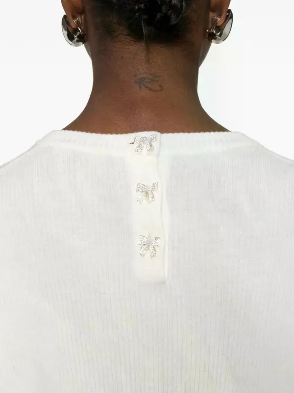 Maje Ribbed Sweater With Bow Detail - Neutrals