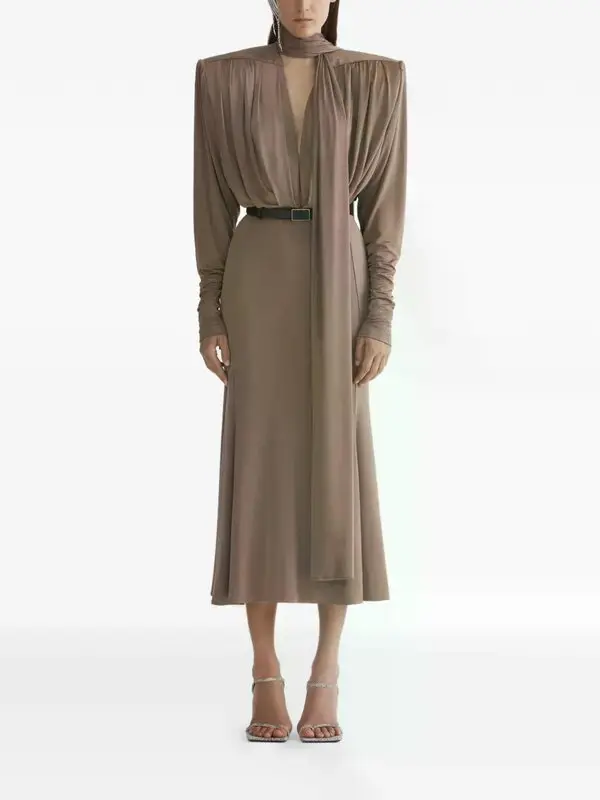 MUGLER Draped Long-sleeve Dress