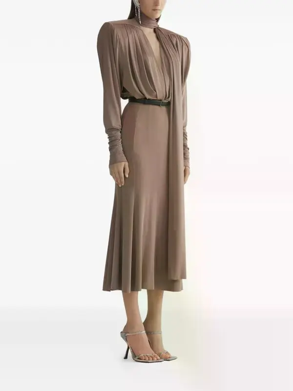 MUGLER Draped Long-sleeve Dress