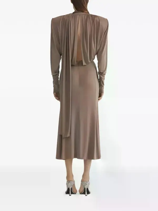 MUGLER Draped Long-sleeve Dress