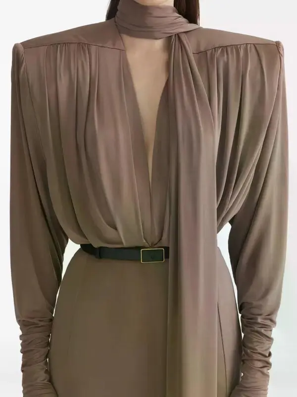MUGLER Draped Long-sleeve Dress
