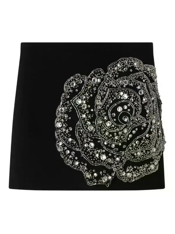 Pinko Rose-embellished Mini Skirt - Black