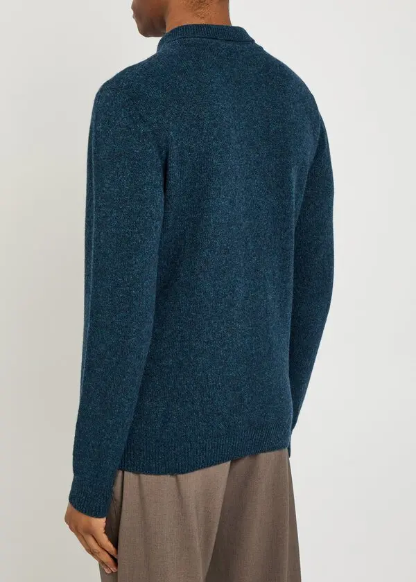 Sunspel Melange Wool Polo Jumper