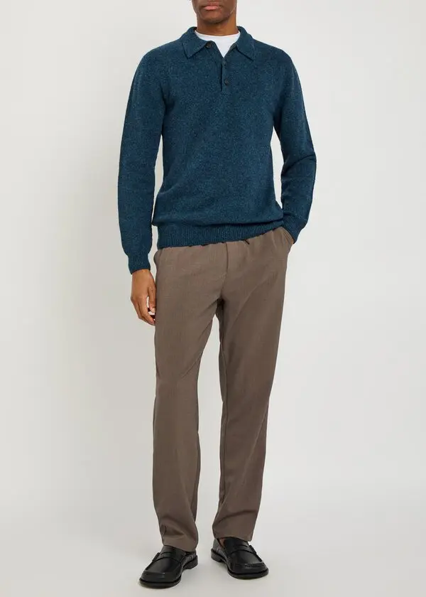Sunspel Melange Wool Polo Jumper