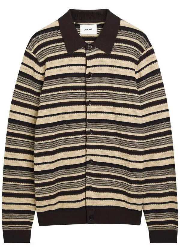 Nn07 Nolan Striped Cotton Polo Shirt
