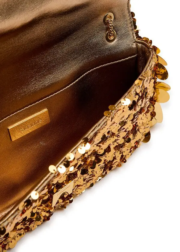Rabanne Embellished Metallic Leather Shoulder Bag - Gold