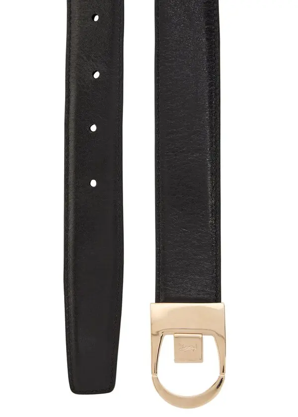 Saint Laurent Reversible Logo-engraved Leather Belt