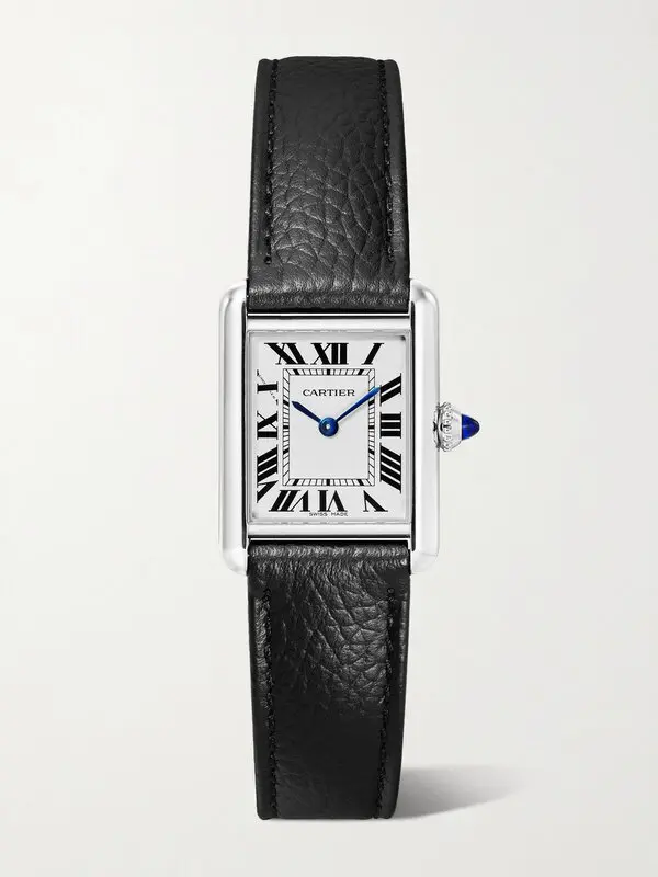 Cartier Tank Must De 29.5mm Stainless Steel And Leather Watch - Silver