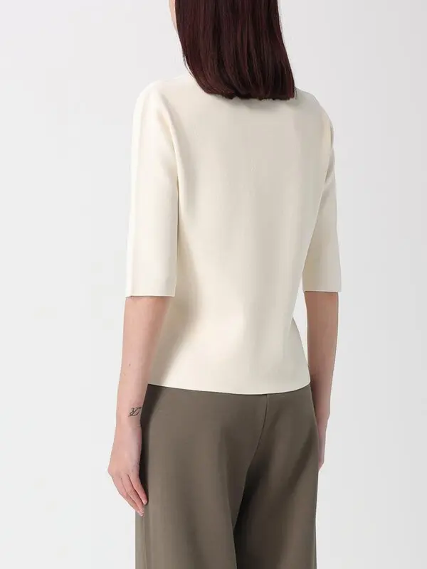 Max Mara Ribbed Pullover With Logo - Ivory