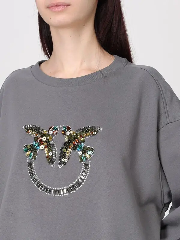 Pinko Embellished Crewneck Sweatshirt - Grey