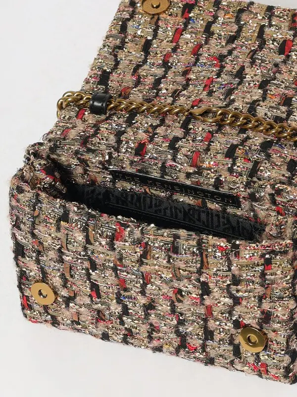 Kurt Geiger Tweed Mini Bag With Embellished Clasp - Gold