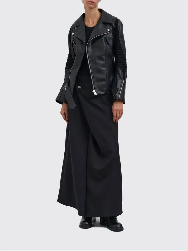 Junya Watanabe Leather Biker Jacket With Ribbed Accents