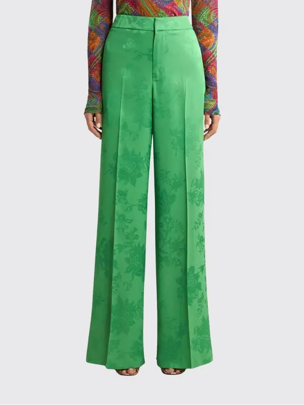 Etro Wide-leg Floral Jacquard Trousers - Green