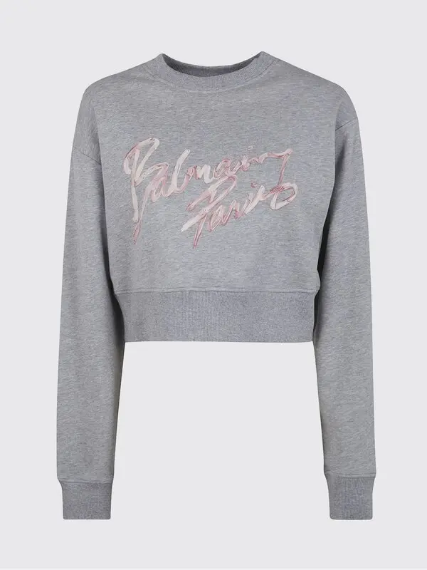 Balmain Logo Cropped Sweatshirt - Grey